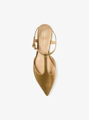 Michael Kors Cherie Snake Embossed Metallic Leather T-strap Flat - Gold