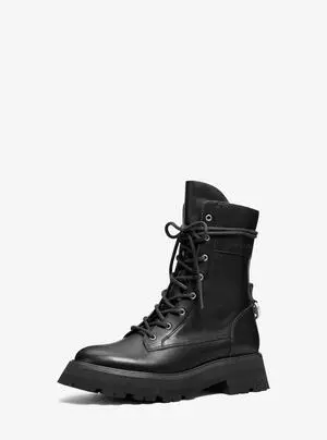Michael Kors Caleb Leather Combat Boots - Black