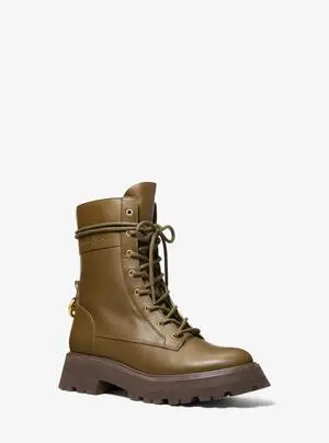 Michael Kors Michael Kors Caleb Leather Combat Boots Green
