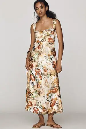 Maeve Jocelyn Midi Slip Dress - Neutral Pattern