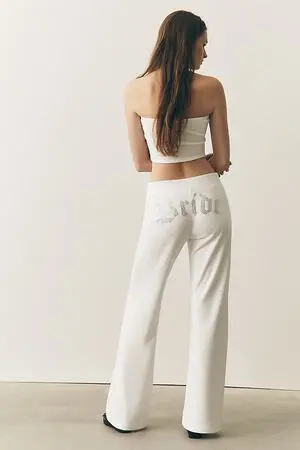 Juicy Couture X Weddings Velour Track Sweatpants - Ivory