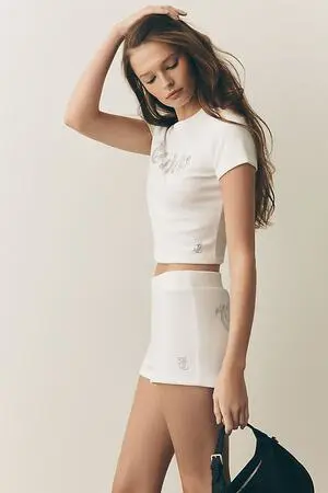 Juicy Couture X Weddgs High-waisted Booty Shorts - Ivory