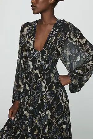 Anthropologie Sheer Chiffon Maxi Dress