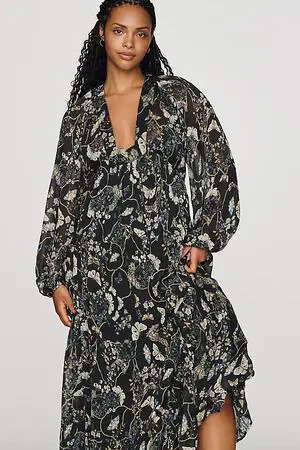 Anthropologie Sheer Chiffon Maxi Dress