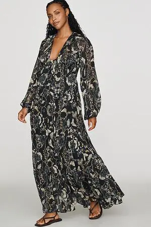 Anthropologie Sheer Chiffon Maxi Dress