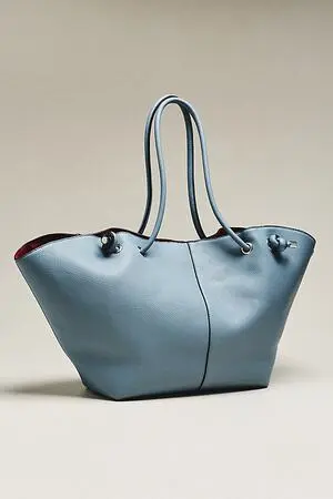 Maeve Pebbled Faux-leather Tote With Knotted Strap Details - Light Blue