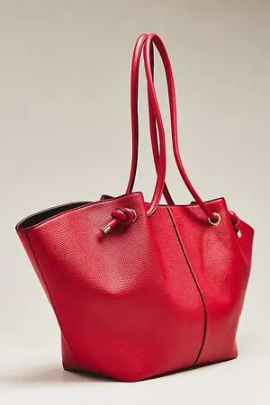 Maeve Pebbled Faux-leather Tote With Knotted Strap Details - Red