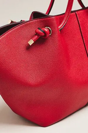 Maeve Pebbled Faux-leather Tote With Knotted Strap Details - Red