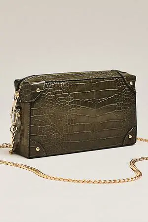 Maeve Embossed Croc Trunk Purse - Green