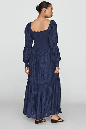 Anthropologie Tiered Puff Sleeve Midi Dress