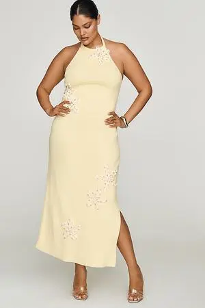 Endless Rose Beaded Floral Halter Midi Dress