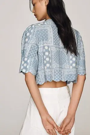 SISTER NEW YORK Bandana Patchwork Tie-front Blouse