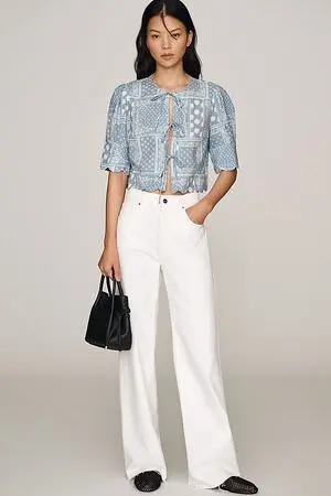 SISTER NEW YORK Bandana Patchwork Tie-front Blouse