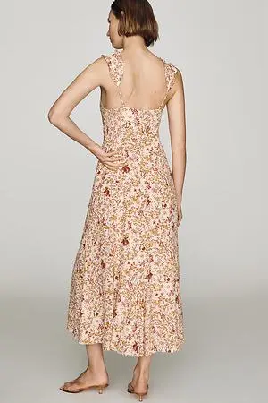 Anthropologie Sweetheart Neckline Ruffled Straps Midi Dress
