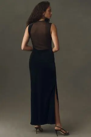 Bhldn Velvet Mesh-back Maxi Dress