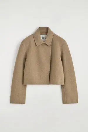 Cos Oversized Cropped Double-faced Wool Jacket - Beige