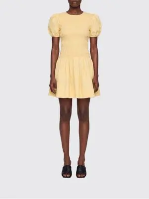 GANNI Shirred Puff Sleeve Mini Dress