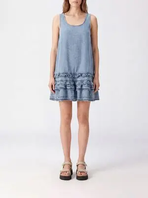 GANNI Denim Dress With Ruffled Hem