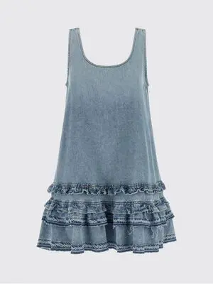 GANNI Denim Dress With Ruffled Hem