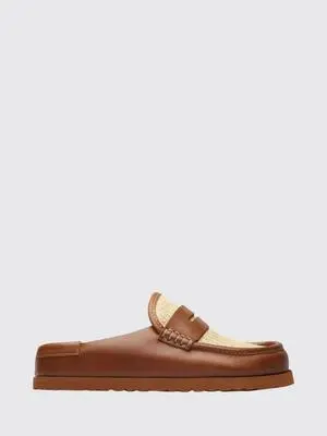 BIRKENSTOCK Naples Raffia And Smooth Leather Mules - Brown