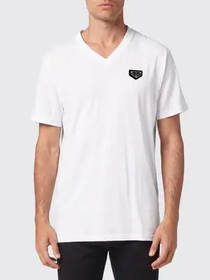 Philipp Plein V-neck Short-sleeved Cotton T-shirt With Contrast Logo - White