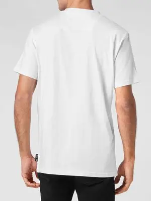 Philipp Plein V-neck Short-sleeved Cotton T-shirt With Contrast Logo