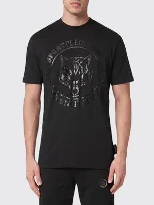 PLEIN SPORT Slim Fit Cotton T-shirt With Graphic Print And Tone-on-tone Logo - Black