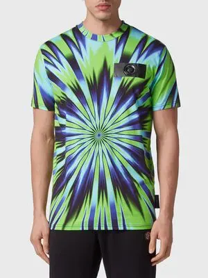 PLEIN SPORT Slim Fit Polyester T-shirt With Abstract Print And Logo