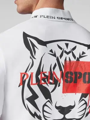 PLEIN SPORT Slim Fit Cotton Polo Shirt With Graphic Print And Ribbed Collar