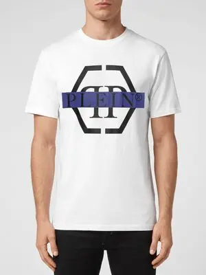 Philipp Plein Slim Fit Hexagon Logo Monogram Cotton T-shirt - White