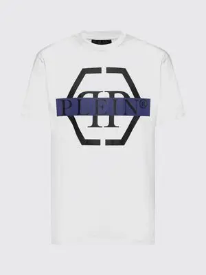 Philipp Plein Slim Fit Hexagon Logo Monogram Cotton T-shirt - White