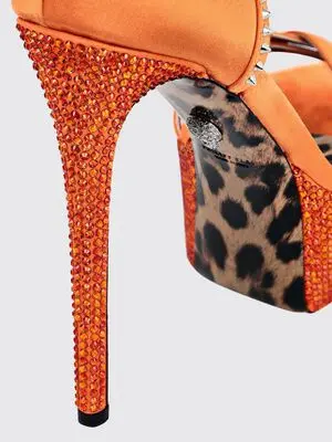 Philipp Plein Embellished Stiletto Heeled Sandals - Orange