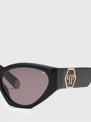 Philipp Plein Acetate Cat Eye Sunglasses With Oval Frame And Logo Detail