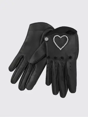 Philipp Plein Embellished Leather Gloves - Black