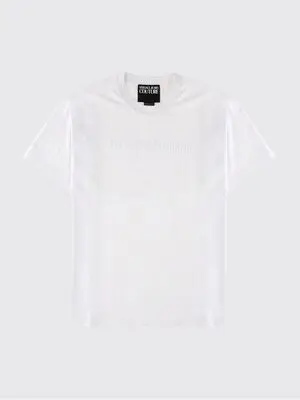 Versace Slim Fit Cotton T-shirt With Tone-on-tone Logo - White