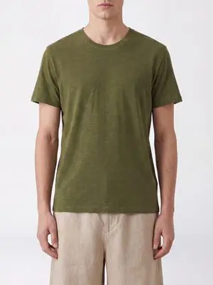 Closed Crew Neck Cotton T-shirt With A Straight Hem And Regular Shoulders - Green