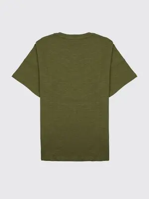Closed Crew Neck Cotton T-shirt With A Straight Hem And Regular Shoulders - Green