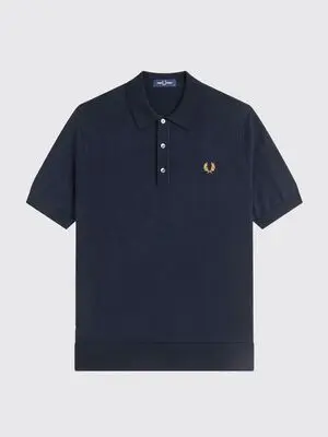 Fred Perry Knit Cotton Polo Shirt With Three-button Placket And Logo - Blue
