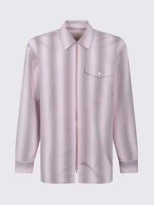 Dries Van Noten Relaxed Fit Striped Cotton Shirt With Zip Closure - Pink