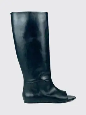 Gimaguas Open-toe Knee-high Boots In Smooth Leather With Low Heel