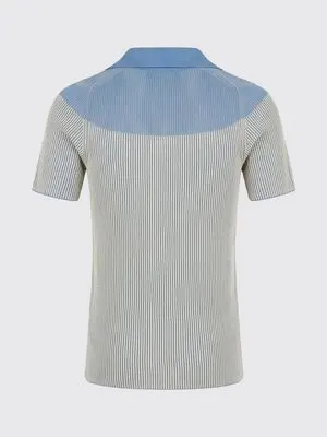 VIVIENNE WESTWOOD Slim Fit Striped Ribbed-knit Polo With V-neck And Orb Logo