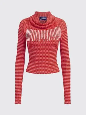 JEAN PAUL GAULTIER Slim-fit Long-sleeved Turtleneck Top In Checkered Viscose - White