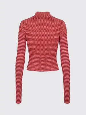 JEAN PAUL GAULTIER Slim-fit Long-sleeved Turtleneck Top In Checkered Viscose - White