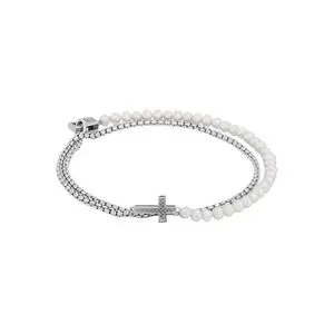 Tateossian Silver / White Ipanema Bracelet In Rhodium Plated Silver In White Freshwater Pearl - Silver/white