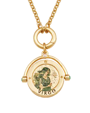 FABLE ENGLAND Virgo Zodiac Spinner Necklace - Gold