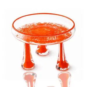 MARLETH Crackle Footed Glass Cake Stand - Orange