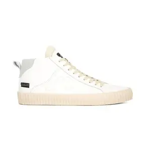 SPRINGA | UNIQUE VULCANIZED SNEAKERS ITALIAN HANDMADE Wavy Leather High Top Black Sole Sneakers - White