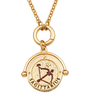 FABLE ENGLAND Sagittarius Zodiac Spinner Necklace - Gold