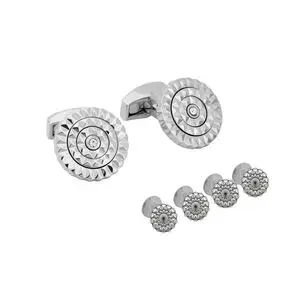Tateossian Palladium Plated Diamond Giza Round Stud Set - Silver