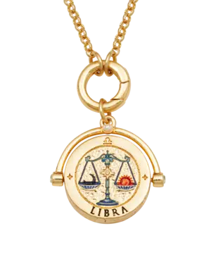 FABLE ENGLAND Libra Zodiac Spinner Necklace - Gold